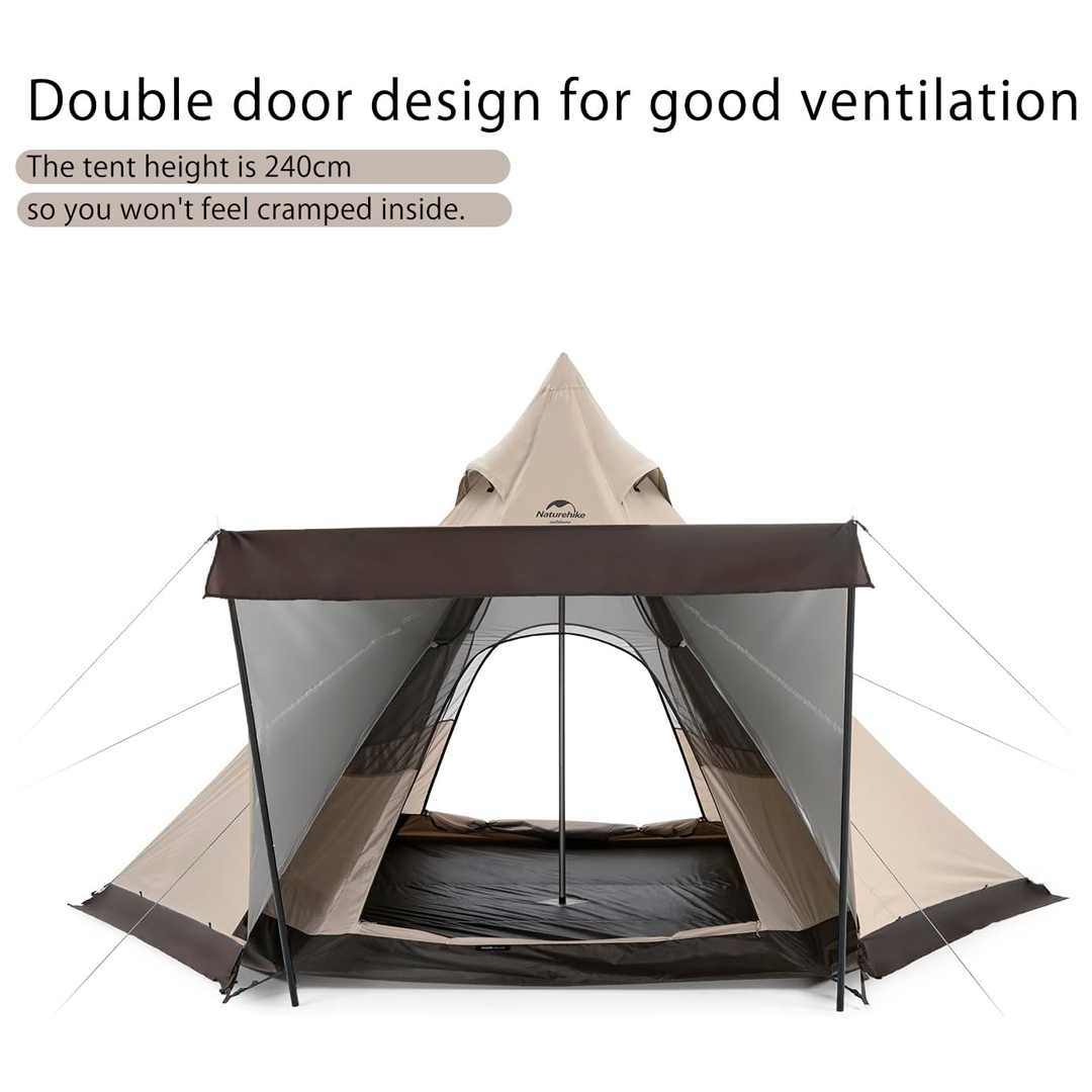 Naturehike Hexagonal Pyramid Tent with Skirt for 4-6 Persons - BIOWEB USA