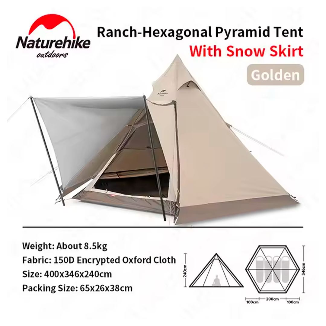 Naturehike Hexagonal Pyramid Tent with Skirt for 4-6 Persons - BIOWEB USA