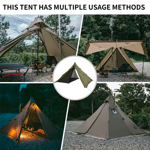 Ranch Fire Pyramid Tent with Chimney, 4-Season Tipi Tent, 2-4 Person ...
