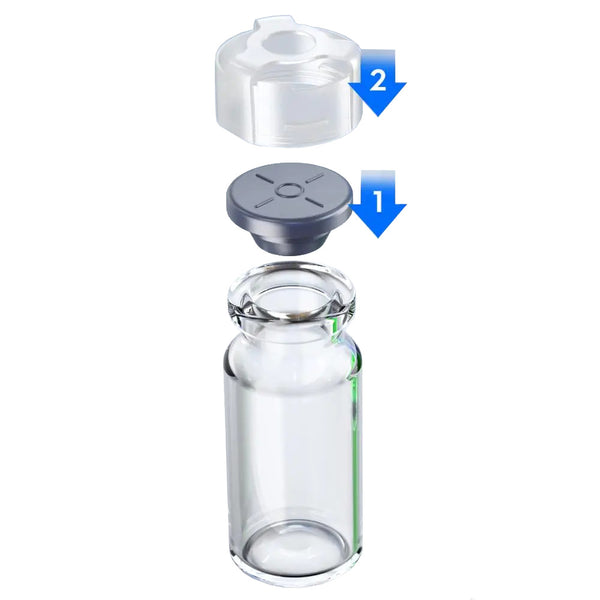 Glass Vials with Rubber Stopper and Anti-Sheft Clasp x 50 U. - BIOWEB USA