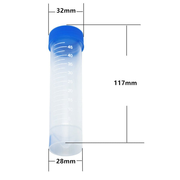 Eowpower 50ml Plastic Vial Storage Container Test Tubes for Laboratory ...